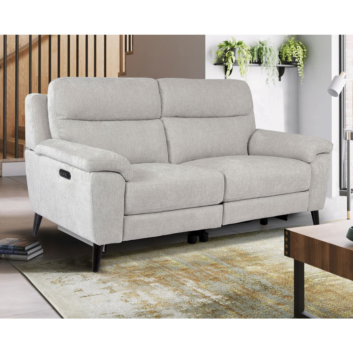Grace Silver Fabric Power Reclining Large 2 Seater Sofa – Signature ...
