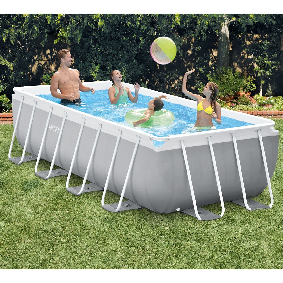 Intex 13ft 1.5" (4m) Rectangular Prism Frame Pool with Filter Pump and ...