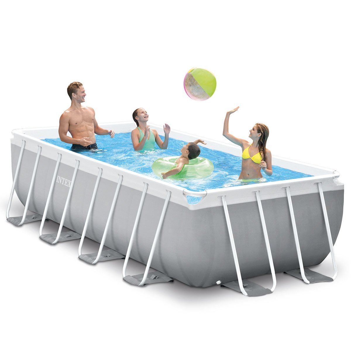 Intex 13ft 1.5" (4m) Rectangular Prism Frame Pool with Filter Pump and ...