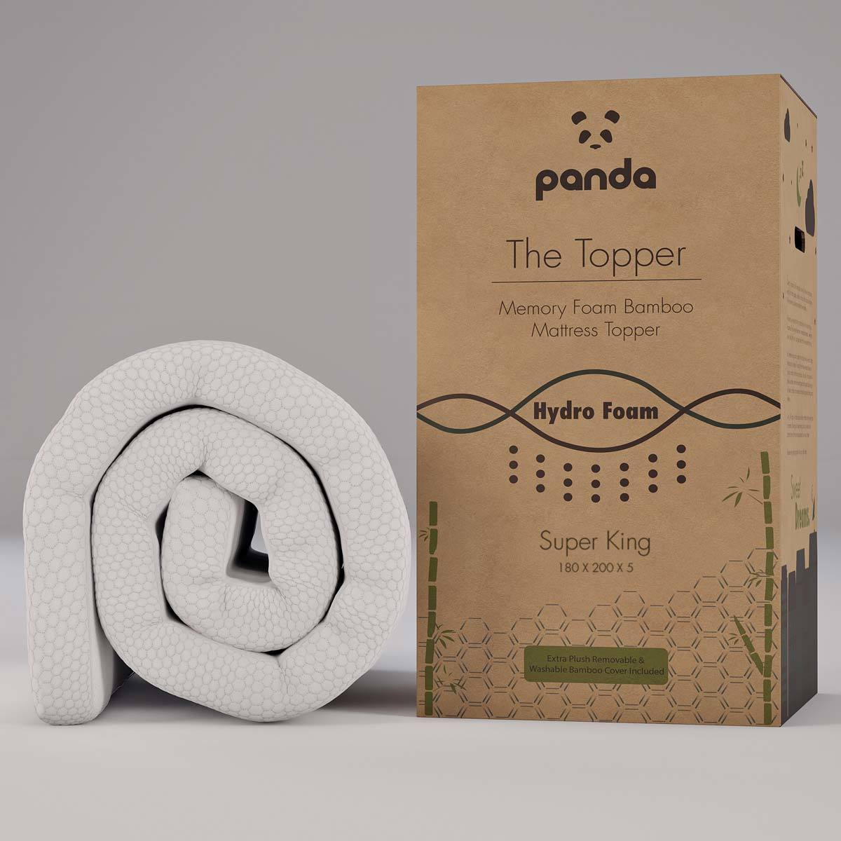 Panda Memory Foam Bamboo Mattress Toppers Available in 4 Sizes ...
